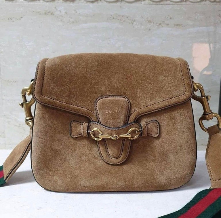 GUCCI Lady Web Medium Suede Shoulder Bag For Sale at 1stDibs | gucci ...