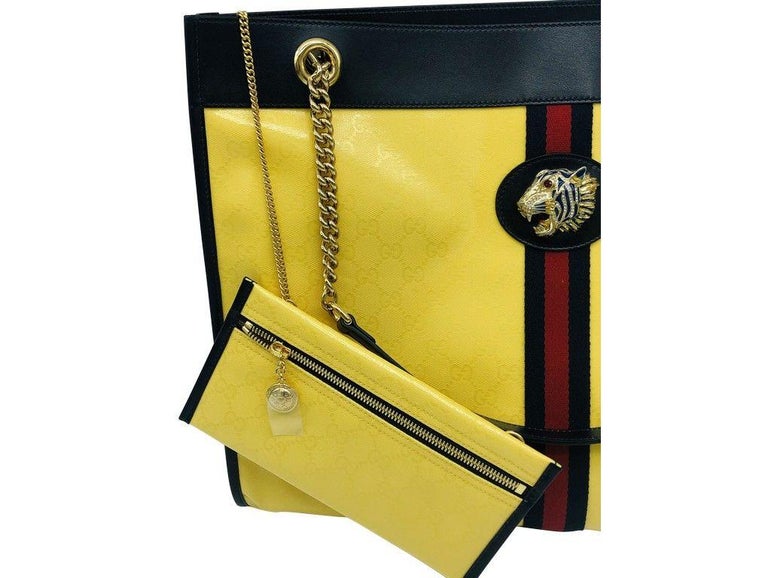 Gucci Large Rajah Tote Bag - Yellow Leather - Chain Strap and includes ...