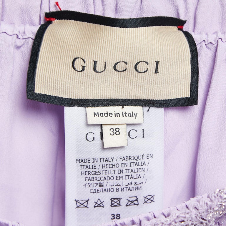 Gucci Lavender Floral Crystal Embellished Lace Maxi Skirt S For Sale at ...