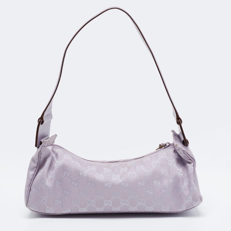 Gucci Lavender GG Canvas and Leather Zip Hobo at 1stDibs