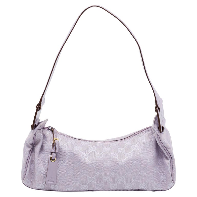 Gucci Lavender GG Canvas and Leather Zip Hobo at 1stDibs