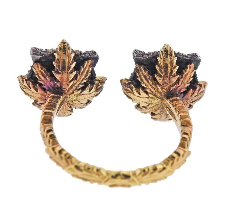 Gucci Le Marche Des Marveilles Gold Silver Diamond Feline Head Ring For ...