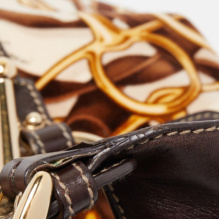 Gucci Leather And Horsebit Print Velvet 85th Anniversary Brit Hobo For ...