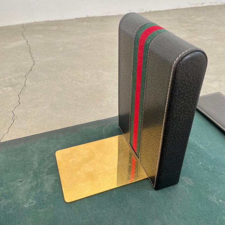 Gucci Leather and Velvet Desk Set, 1980s Italy For Sale at 1stDibs