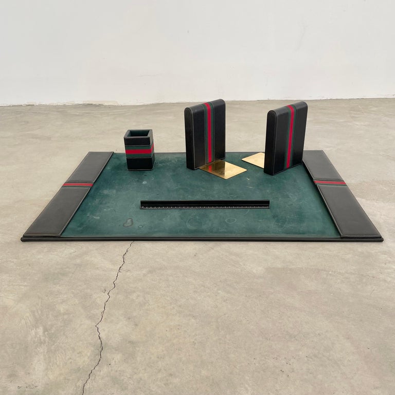 Gucci Leather and Velvet Desk Set, 1980s Italy For Sale at 1stDibs