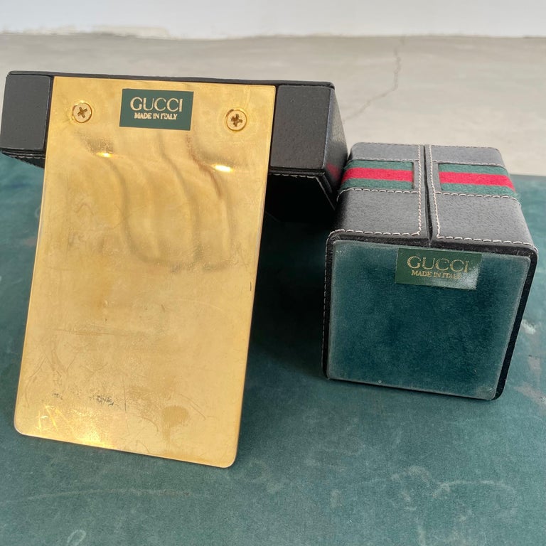 Gucci Leather and Velvet Desk Set, 1980s Italy For Sale at 1stDibs