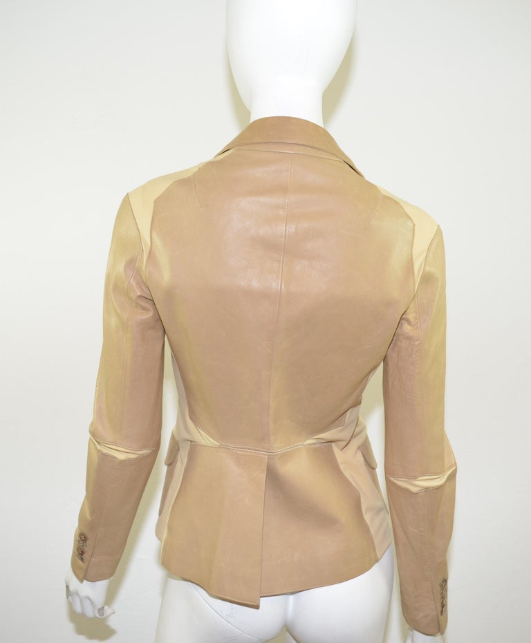 Gucci Leather Blazer Jacket with Mesh Panels at 1stDibs