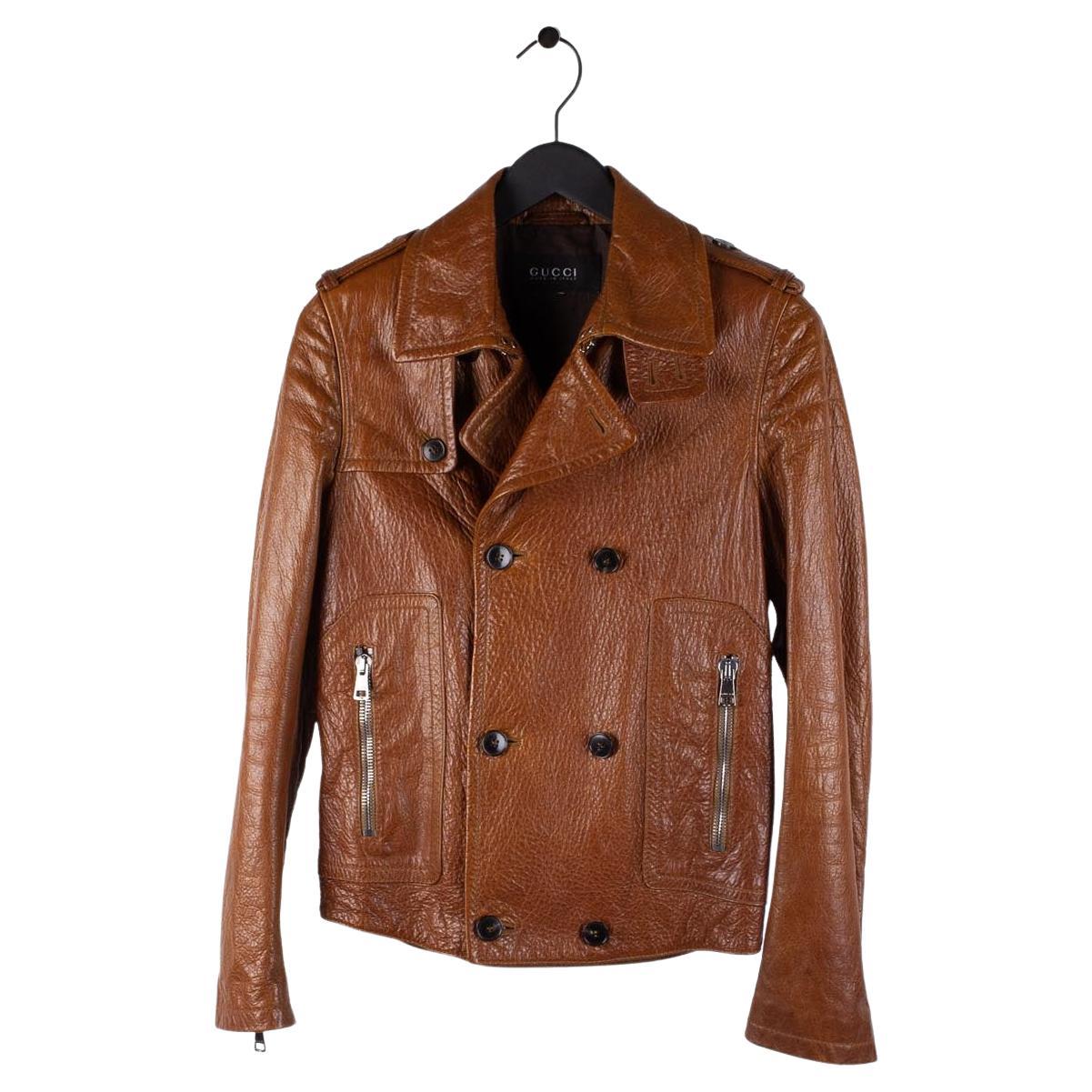 Gucci Leather Men Biker Jacket Size ITA46 (S/M) S263 For Sale at 1stDibs