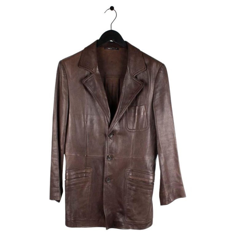 Gucci Leather Men Jacket Size 50IT(M) S135 For Sale at 1stDibs