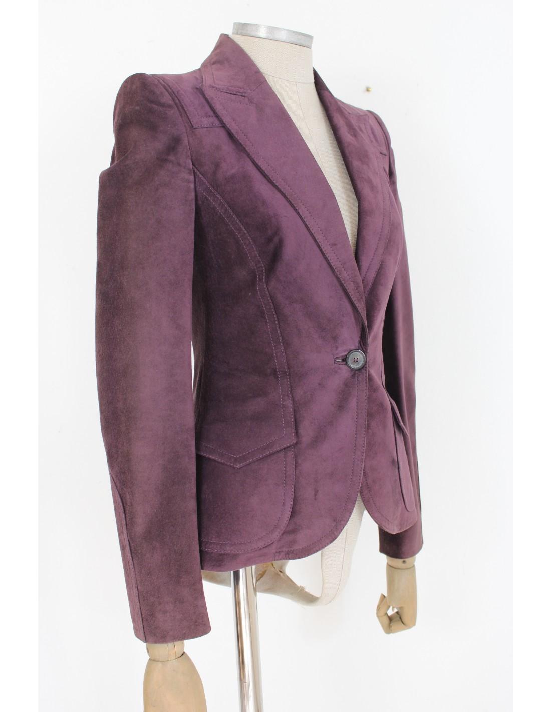 Gucci Leather Suede Fitted Plum Jacket at 1stDibs | plum leather jacket