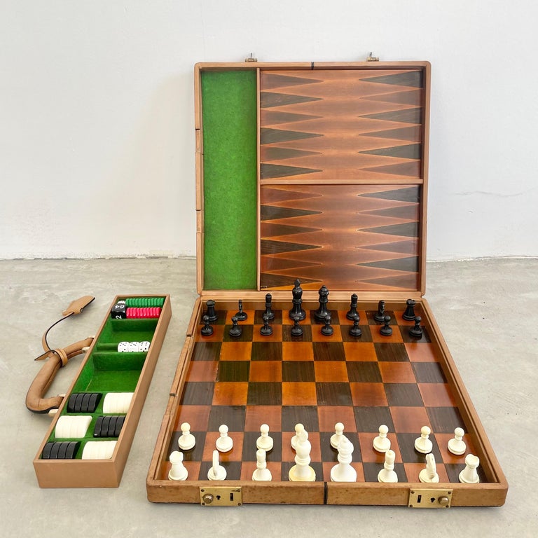 Gucci Leather Travel Multi-Game Set, 1980s Italy For Sale at 1stDibs