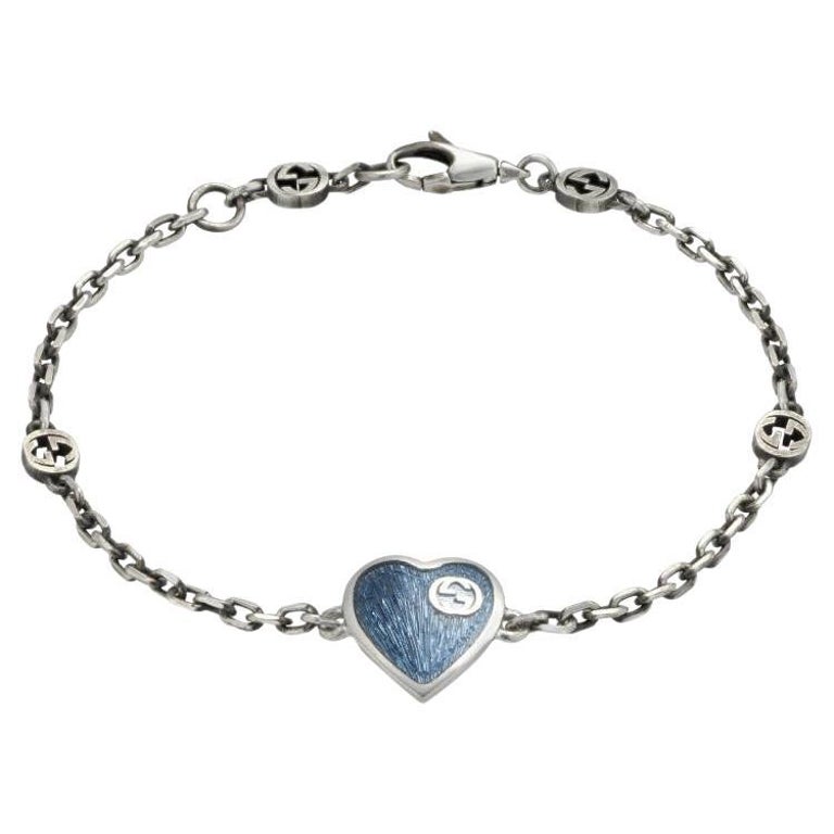 Gucci Light Blue Enamel Heart Interlocking G Bracelet YBA645546002 For ...