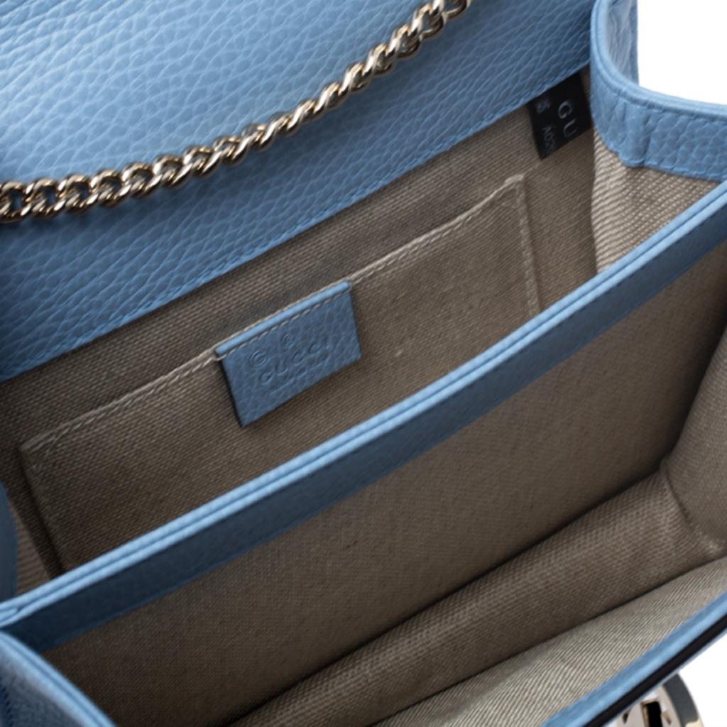 Gucci Light Blue Leather Interlocking G Shoulder Bag For Sale at ...