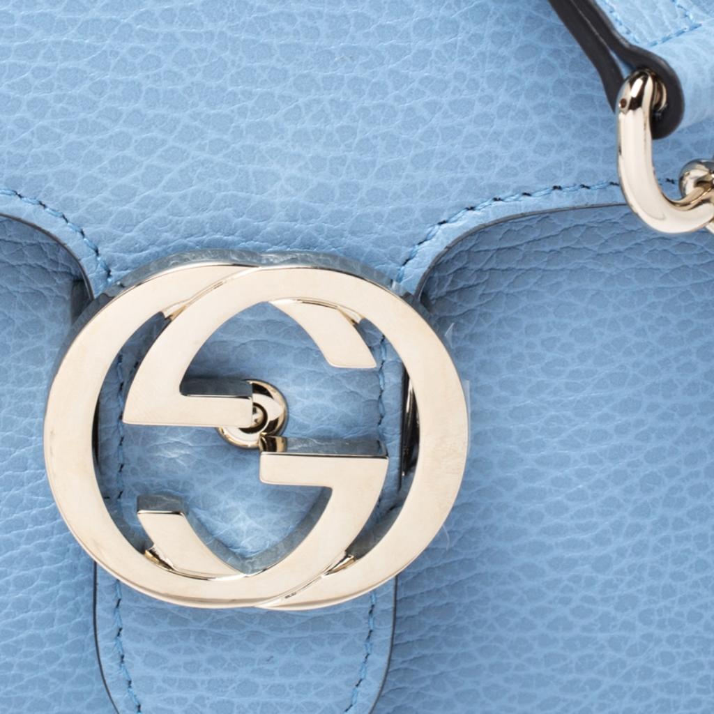 Gucci Light Blue Leather Interlocking G Shoulder Bag For Sale at ...