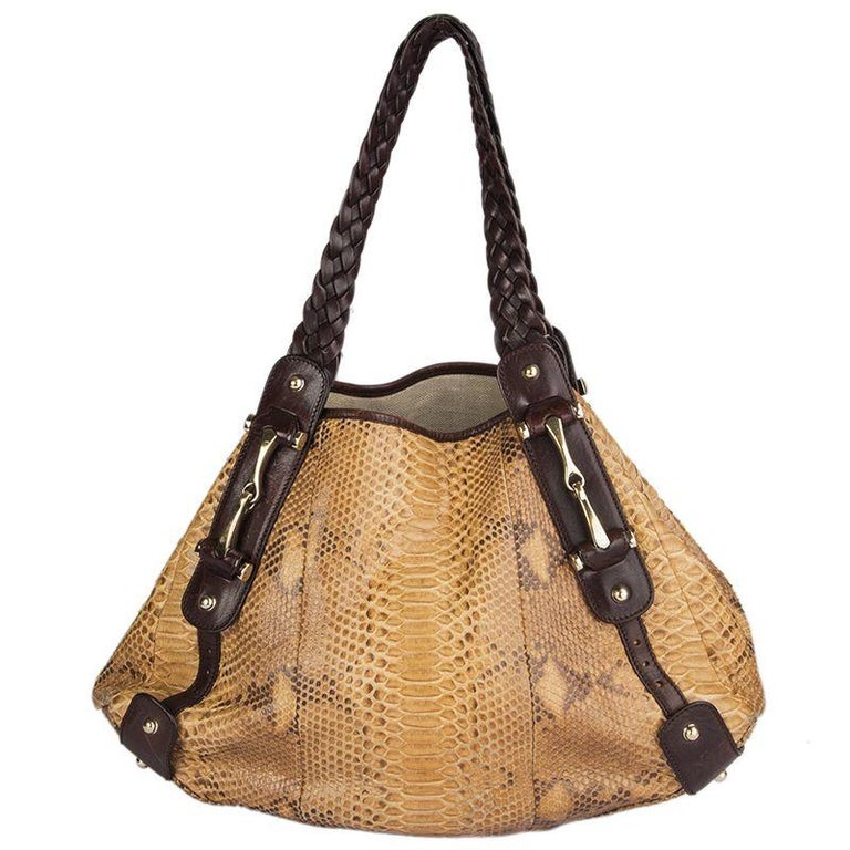 GUCCI light brown PYTHON PELHAM Hobo Shoulder Bag at 1stDibs