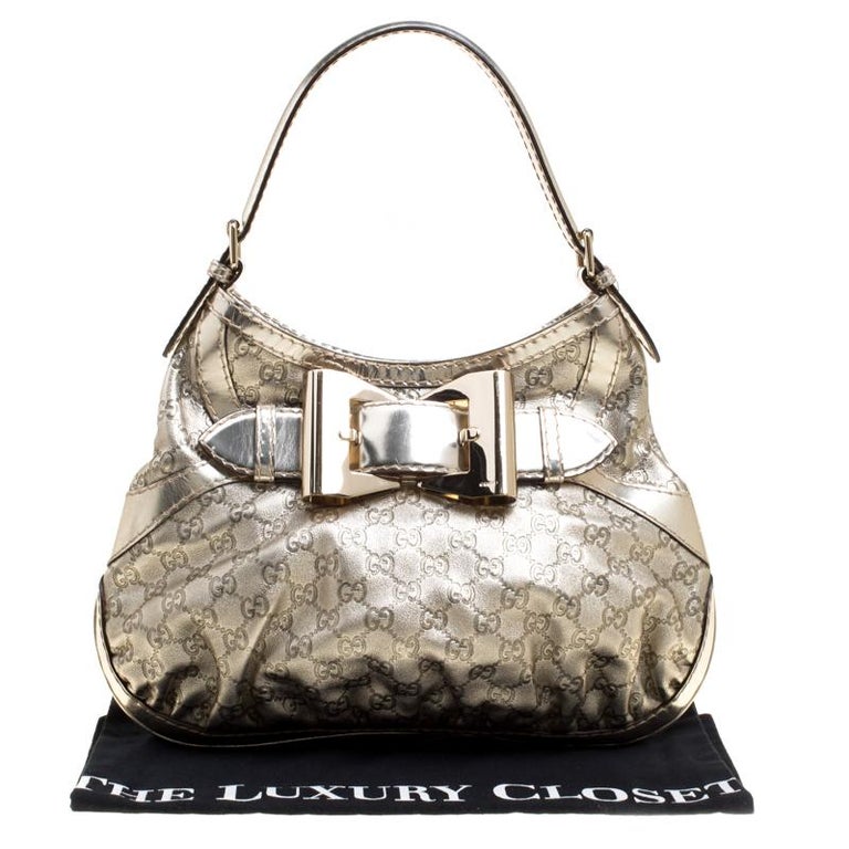 Gucci Light Gold Guccissima Leather Medium Queen Hobo For Sale at 1stDibs