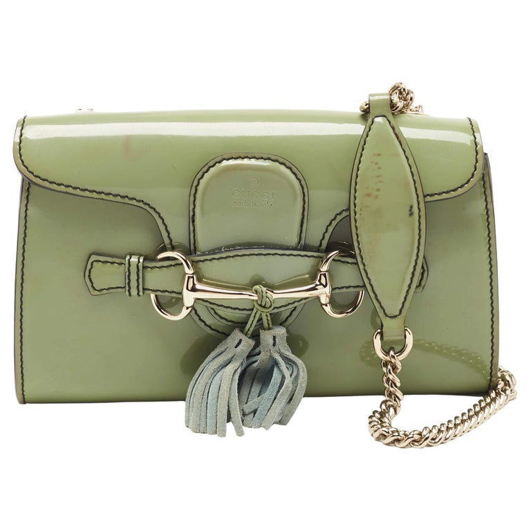 Gucci Light Green Patent Leather Emily Shoulder Bag For Sale at 1stDibs