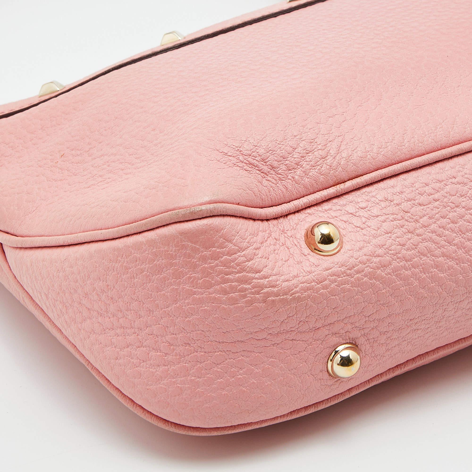 Gucci Light Pink Leather Anita Bamboo Hobo For Sale at 1stDibs