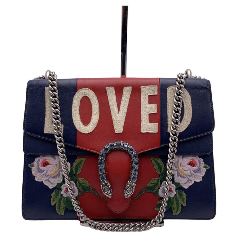 Gucci Limited Edition Blue Red Leather Loved Dionysus Shoulder Bag For ...