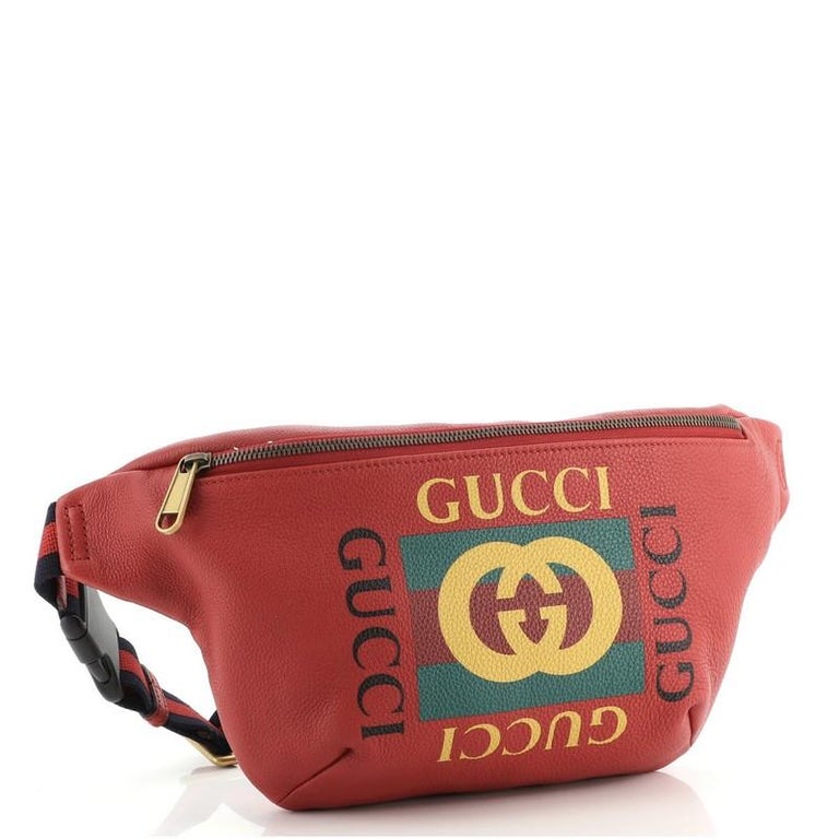 Gucci Logo Belt Bag Printed Leather Medium at 1stDibs