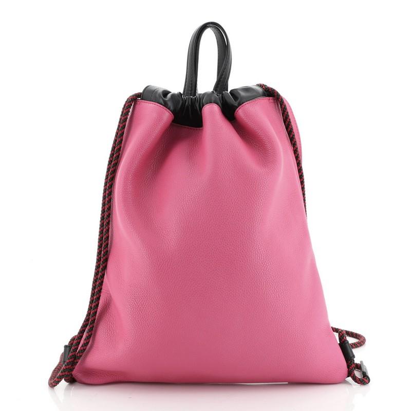 Gucci Logo Drawstring Backpack Printed Leather Medium at 1stDibs