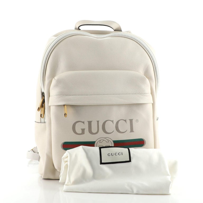 Gucci Logo Front Pocket Backpack Printed Leather at 1stDibs
