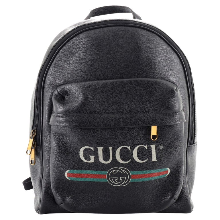 Gucci Logo Front Pocket Backpack Printed Leather at 1stDibs