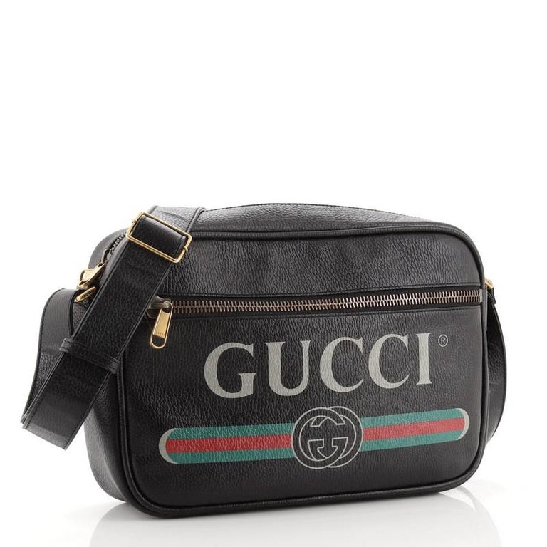 Gucci Logo Shoulder Bag Printed Leather For Sale at 1stDibs