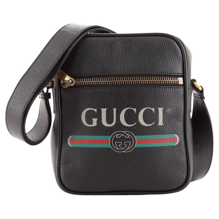 Gucci Logo Zip Messenger Bag Printed Leather Small at 1stDibs