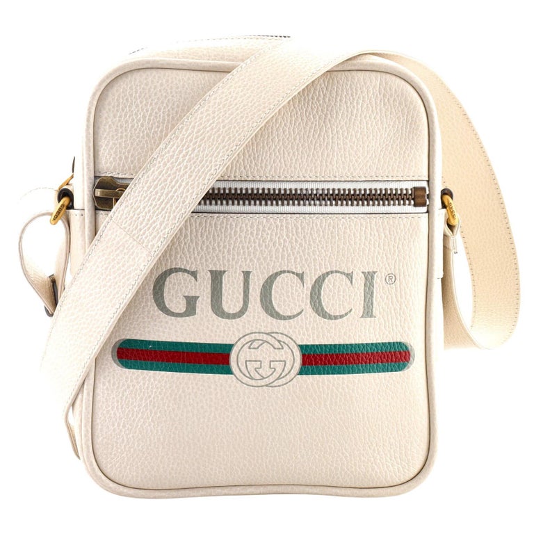 Gucci Logo Zip Messenger Bag Printed Leather Small at 1stDibs
