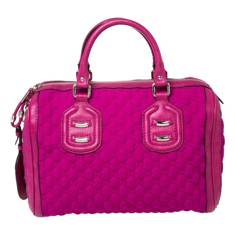 Gucci Magenta GG Neoprene and Leather Medium Techno Tag Boston Bag at ...