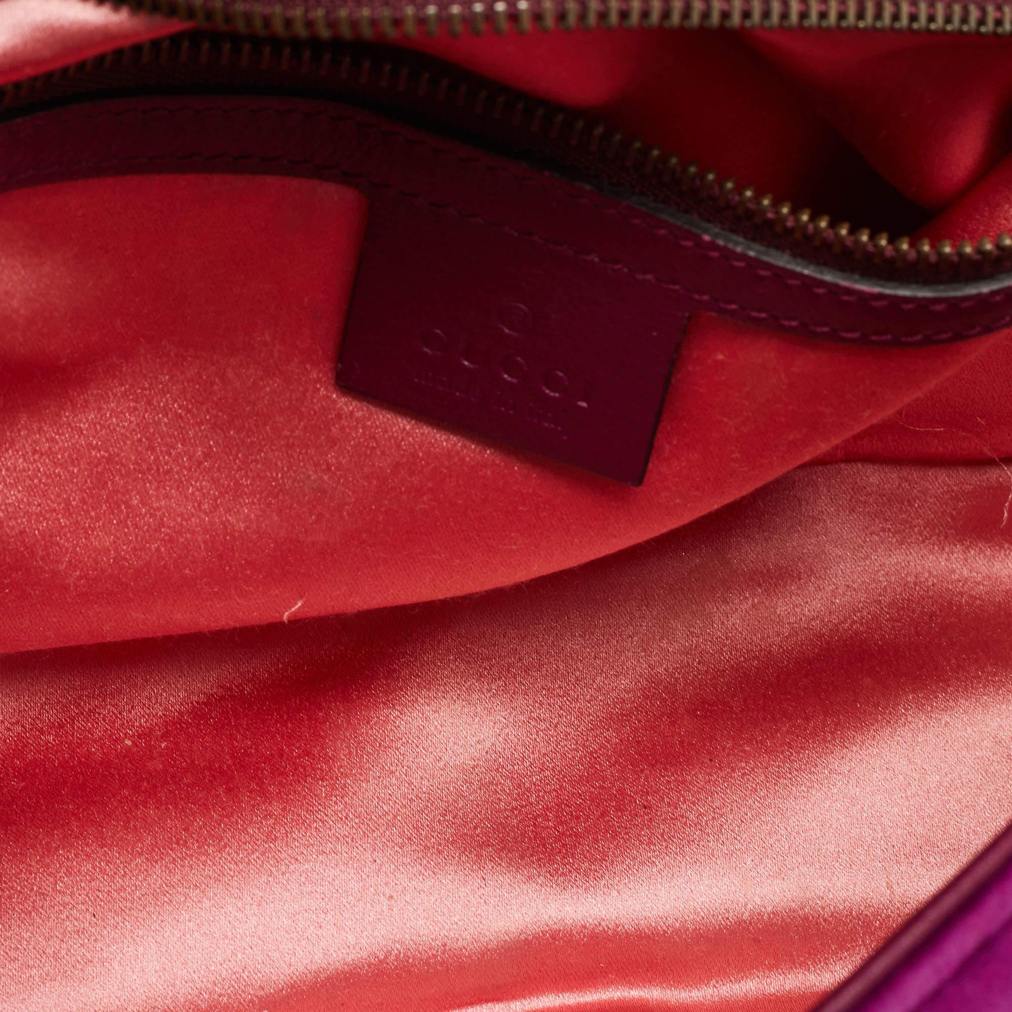 Gucci Magenta Matelassé Velvet Small GG Marmont Shoulder Bag at 1stDibs ...