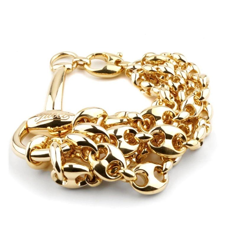 Gucci Marina Link 18K Yellow Gold Bracelet For Sale at 1stDibs
