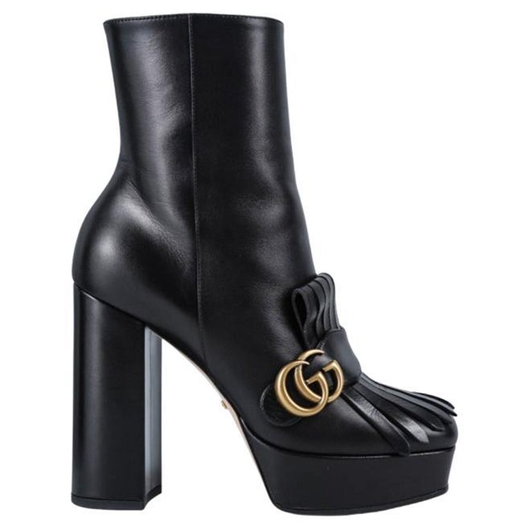 Gucci Marmont Fringe Platform Ankle Boots SIZE 38.5 For Sale at 1stDibs