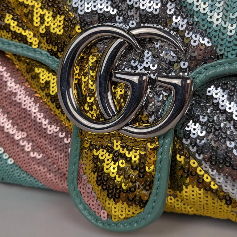 Gucci Marmont Gg Sequin Small Multicolored Rainbow Shoulder Bag For ...