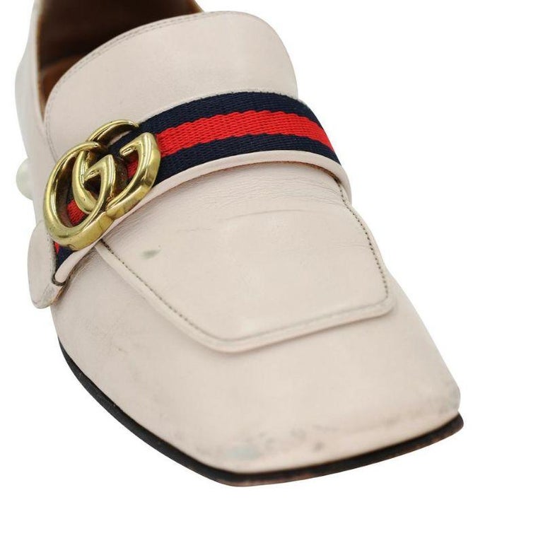 Gucci Marmont Studded SZ 39 Pearl Loafer Flats GG-S0205N-0003 For Sale ...