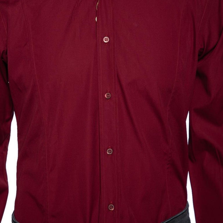 Gucci Maroon Cotton Button Front Shirt M For Sale at 1stDibs