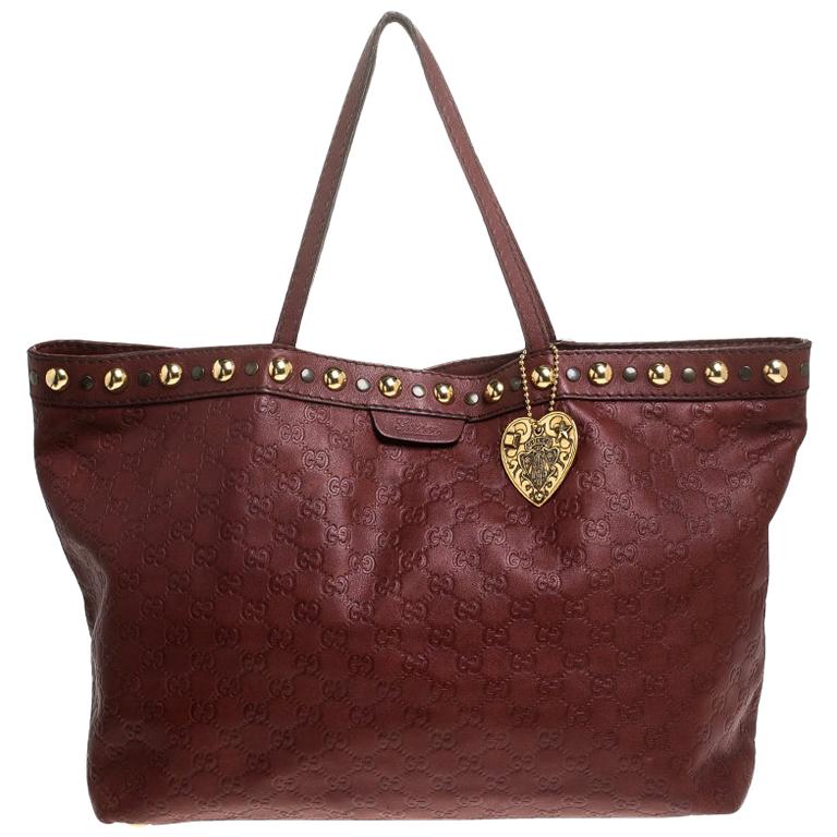 Gucci Maroon Guccissima Leather Large Babouska Tote For Sale at 1stDibs