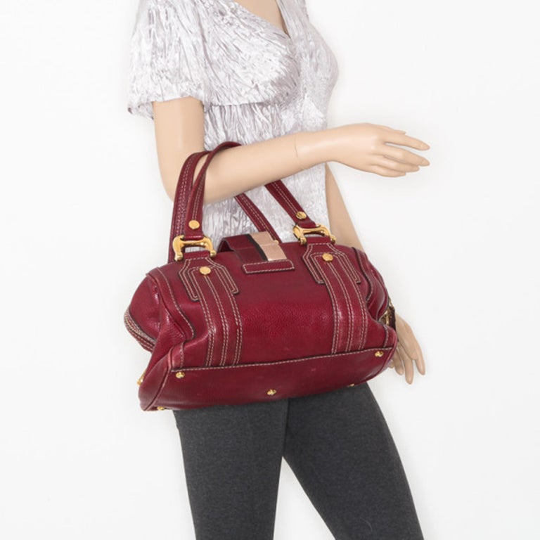 Gucci Maroon Leather Aviatrix Medium Boston Satchel For Sale at 1stDibs