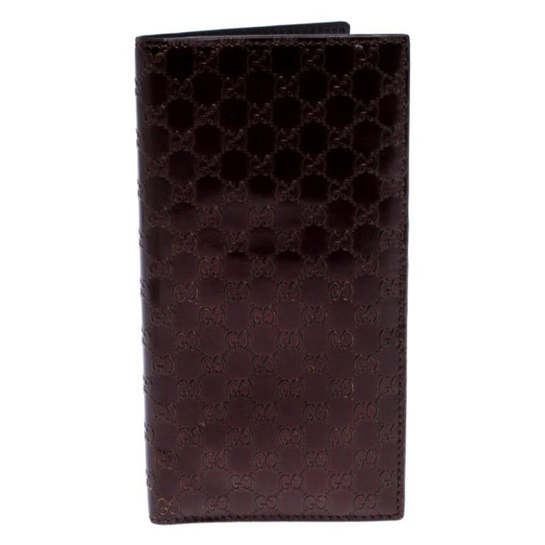 Gucci Maroon Microguccissima Leather Bifold Long Wallet at 1stDibs