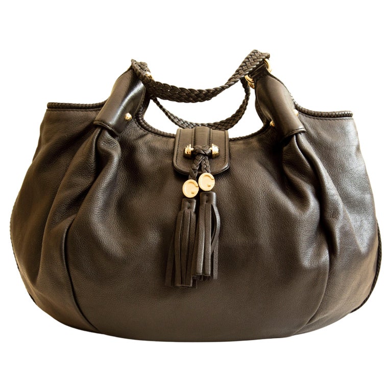 Gucci Marrakech Handbag Hobo Bag Tote Bag in Black Leather For Sale at ...