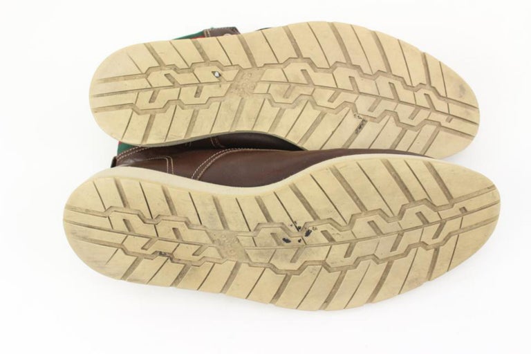 Gucci Men's 12.5 US Brown Leather Classic Web Boot 51g37s at 1stDibs