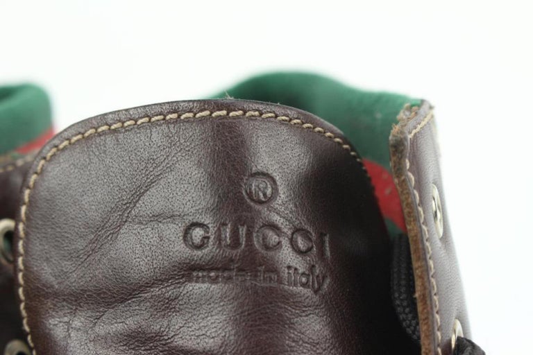 Gucci Men's 12.5 US Brown Leather Classic Web Boot 51g37s at 1stDibs