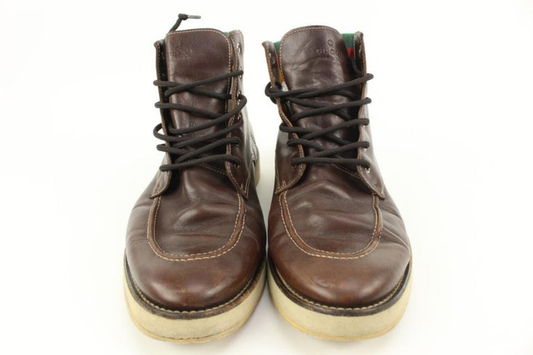 Gucci Men's 12.5 US Brown Leather Classic Web Boot 51g37s at 1stDibs