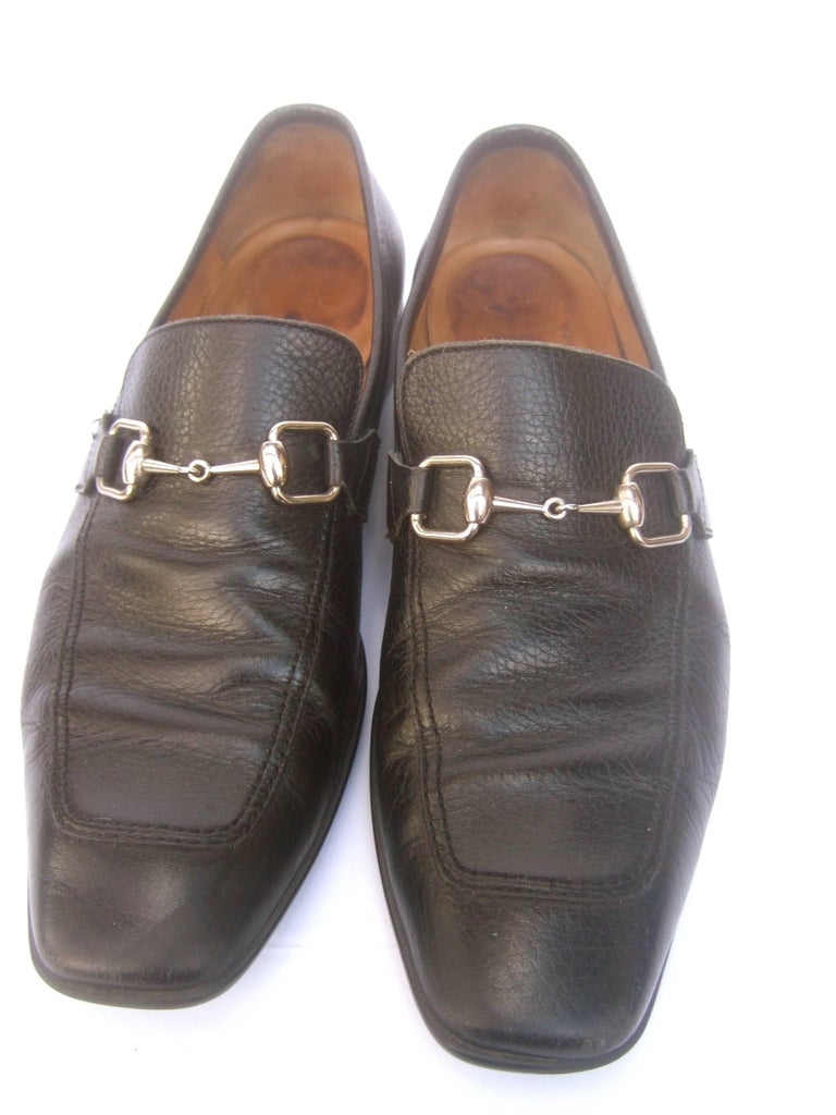 Gucci Men's Black Leather Silver Snaffle Bit Shoes circa 1990s at ...