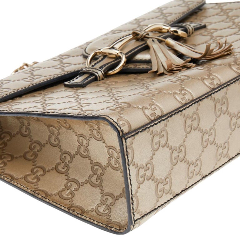 Gucci Metallic Beige Guccissima Leather Medium Emily Shoulder Bag at ...