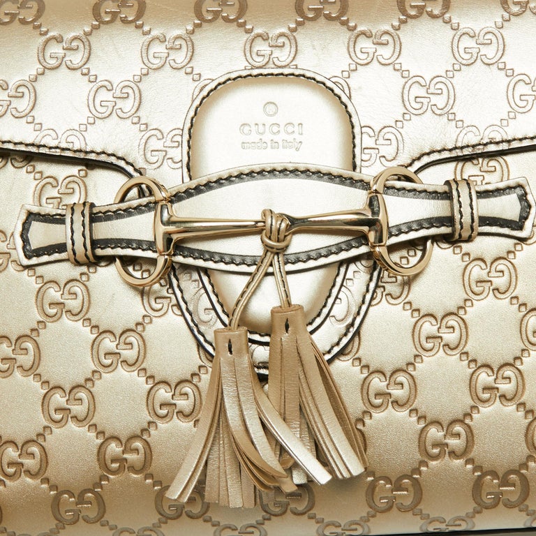 Gucci Metallic Beige Guccissima Leather Medium Emily Shoulder Bag For ...