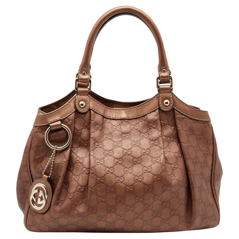Gucci Metallic Brown Guccissima Leather Sukey Tote For Sale at 1stDibs