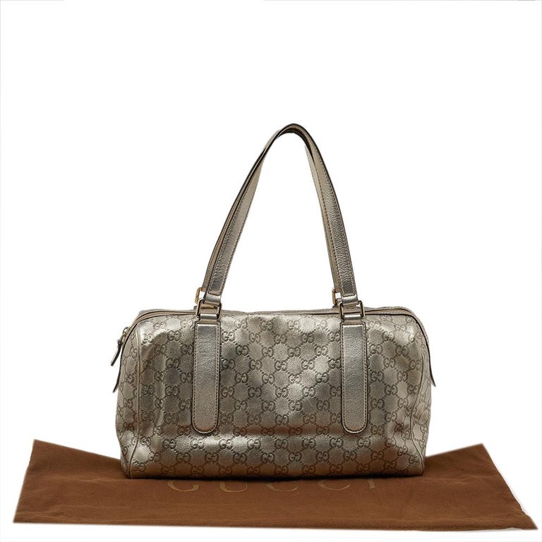 Gucci Metallic Gold Guccissima Leather Boston Bag For Sale at 1stDibs