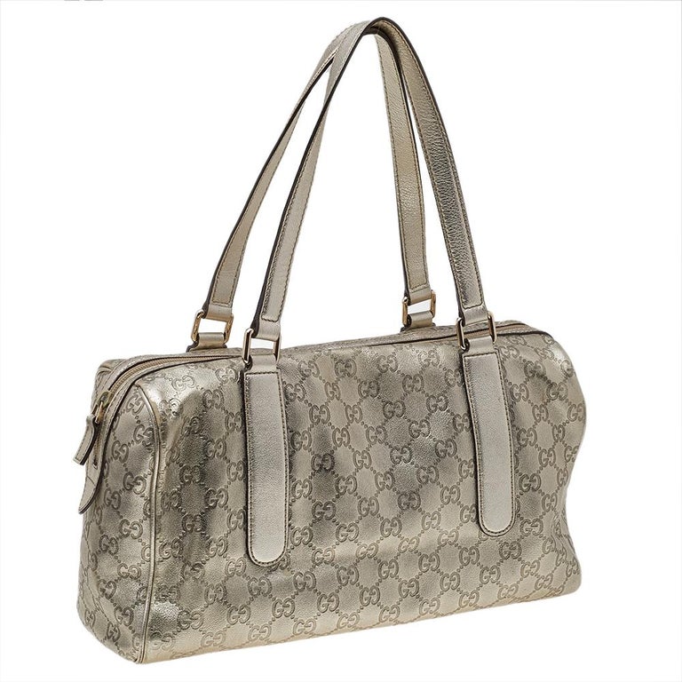 Gucci Metallic Gold Guccissima Leather Boston Bag For Sale at 1stDibs
